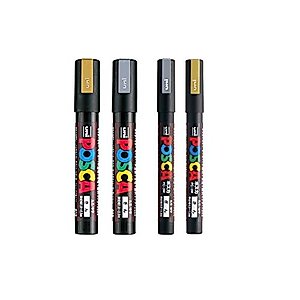Mitsubishi Pencil UNI Posca [ PC-3M ] Gold&Silver（ PC3M.25）,（PC3M.26) / [ PC-5M ] Gold&Silver（ PC5M.25）,（PC5M.26）