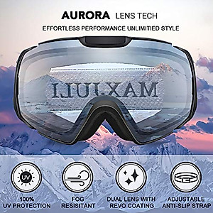 JULI Ski Goggles for Men Women Youth,OTG and Anti-Fog Design,Snowboard Skate Snowmoblie Double Layer Lens Snow Goggles M4 (Black Frame/82% VLT Clear Len)