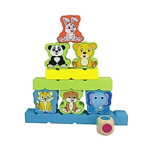BESTING Balancing Stacking Blocks Animal Parent-Child Children's Educational Balance Wooden Stacking Acrobatic Troupe Interlock Decompression Preschool Toys Balancing Games (HJ002)