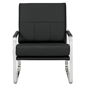 Studio Designs Home Allure Blended Leather Accent Arm Chair, Chrome/Black