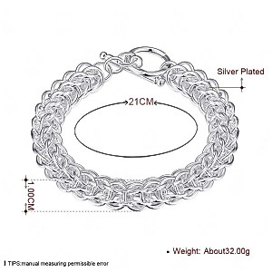 Cy trendy New Women Jewelry Wide Mesh Solid 925 Sterling Silver Chain Bracelets Bangles