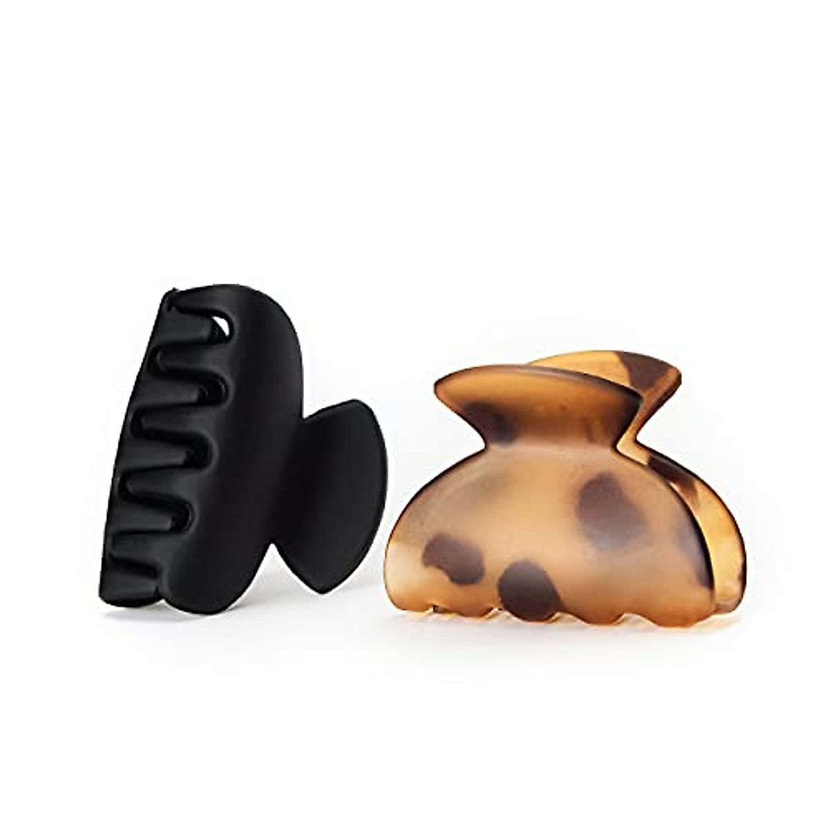 Kitsch Recycled Plastic Hair Clips for Women - Small Claw Clips, Mini Clips for Thin Hair, Tiny Jaw Clips | Tortoise & Black, 2 Pcs