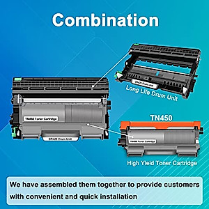 Compatible Toner Cartridge and Drum Unit Replacement for Brother TN450 TN420 TN-420 DR420 DR450 DR-450 (Black, 1 Drum+1 Toner)