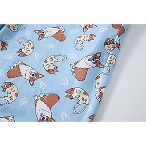 Vopmocld Big Girls Cartoon Corgi and Cat Pajamas Cute Patterns Sleepwear 2PCS Long Sleeve Long Pants Jammies Loungewear, Corgi/Cat, 14