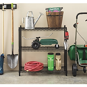 Whitmor Supreme Leveling Feet 350 Capacity Per Shelf Adjustable Shelves, 3 Tier, Black