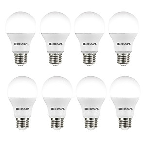 Ecosmart 8 Pack LED A19 Light bulb, Soft White , 60w Equivalent (A19 Daylight)