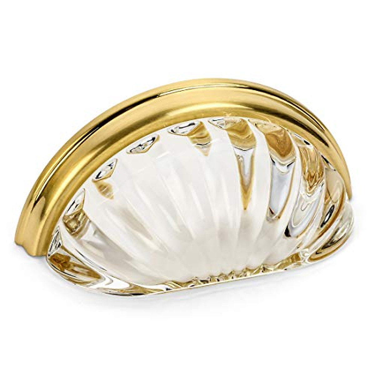 Cosmas 10 Pack 6381BB-C Brushed Brass with Clear Glass Cabinet Cup Pull - 3" Inch (76mm) Hole Centers