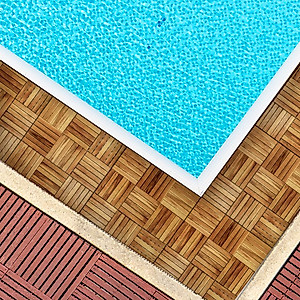 Interlocking Patio Deck Tile (Pack of 10, 12"x12") Acacia Hardwood Deck Tile in Solid Acacia Wooden Oiled Finish Waterproof All Weather Perfect for Indoor Outdoor(Golden Teak Color)…