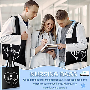 Roowest 5 Pcs Nurse Appreciation Gifts Nurse Canvas Tote Bags Nurse Shopping Bag Shoulder Bag for Nurses Practitioner Graduation Retirement Gifts