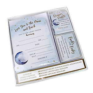 Lillian Rose"Love You to The Moon and Back" Baby Shower Invitation Set,Blue,24BS620 in