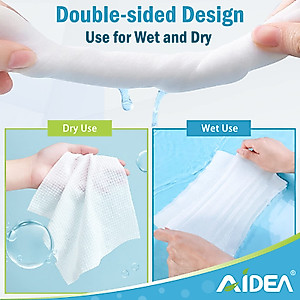 AIDEA Disposable Face Towels-600Ct, Makeup Remover Wipes, Cleansing Facial Wipes for Sensitive Skin, Facial Cleansing Towels, Makeup Removing, Nursing, Travel, Surface Cleaning