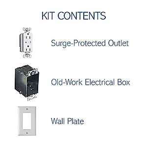 Legrand - OnQ Duplex Outlet Kit Provides Power and Surge Protection to Networking, Power Outlet Kit with Recessed Outlet Compatible with Standard Knockouts, Recessed Power Outlet, 36456902V1