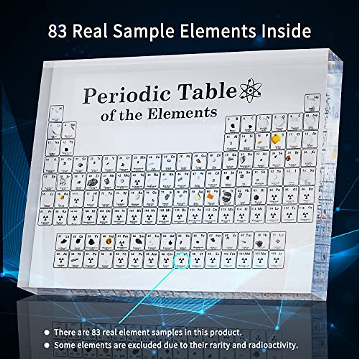 Periodic Table Real Elements Inside,Clear Acrylic Periodic Table with Elements Samples,3D Periodic Table Display with Elements,Gift for Teacher, Student, Kids(M)