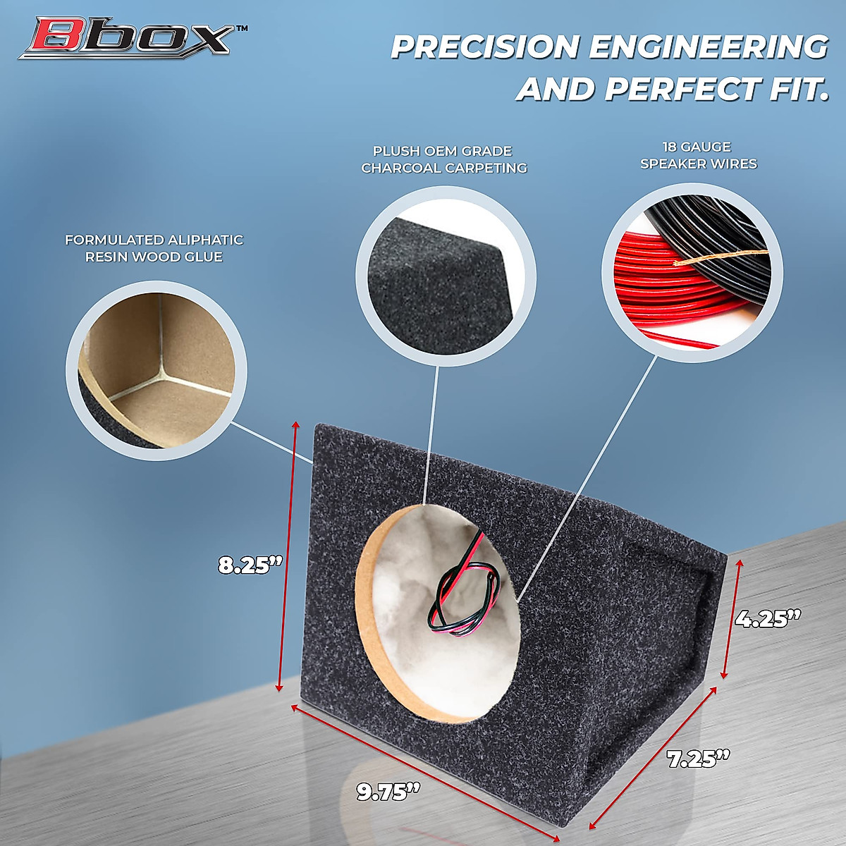 Atrend Bbox Pro Audio Tuned 6.5" Speaker Enclosures-Premium Speakers to Enhance Sound and Bass - Nickel Finish Speaker Terminals for Car or Truck - 18 Gauge Audio Cables-Speaker Set of 2 (Charcoal)