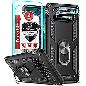 LeYi for Samsung Galaxy S10 Case [Not Fit S10 Plus], Samsung S 10 Case with [2 PCS] 3D Curved Screen Protector and Camera Lens Protector, Military-Grade Phone Case with Ring Stand for S10, Black