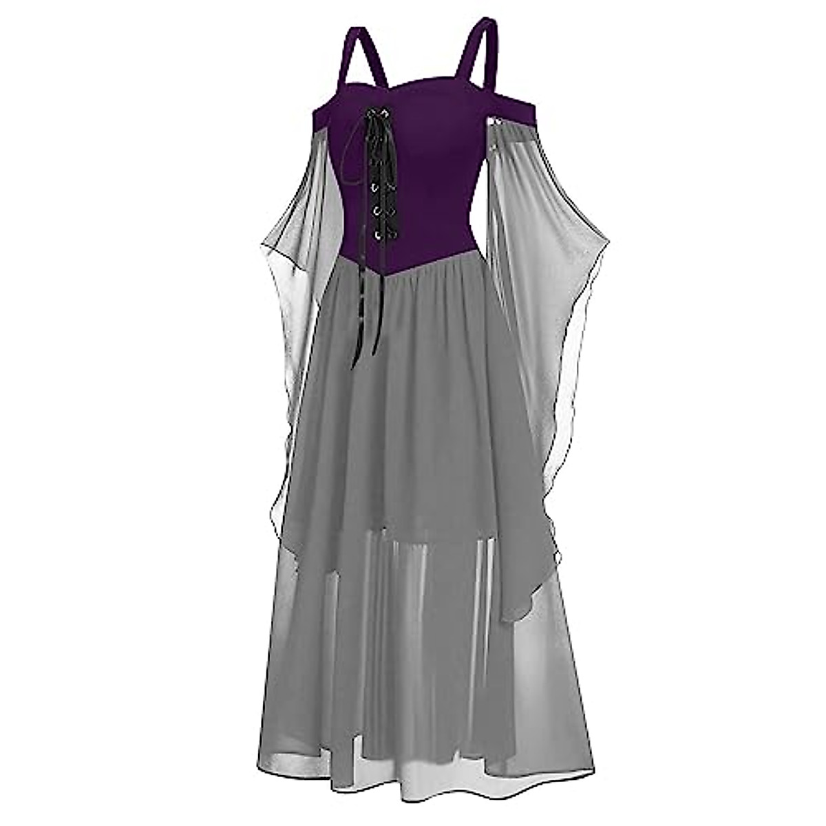 Renaissance Faire Costume Women Cold Shoulder Corset Halloween Dress Plus Size Ren Faire Corset Fairy Costume Witch Costume for Women Witchy Dresses for Women Steampunk Dress（2-Light Purple,4X-Large）