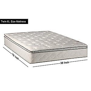 Mattress Solution 10-Inch Medium Plush Pillowtop Innerspring Fully Assembled Mattress And 4" Low Profile Metal Box Spring/Foundation Set With Frame, Twin XL
