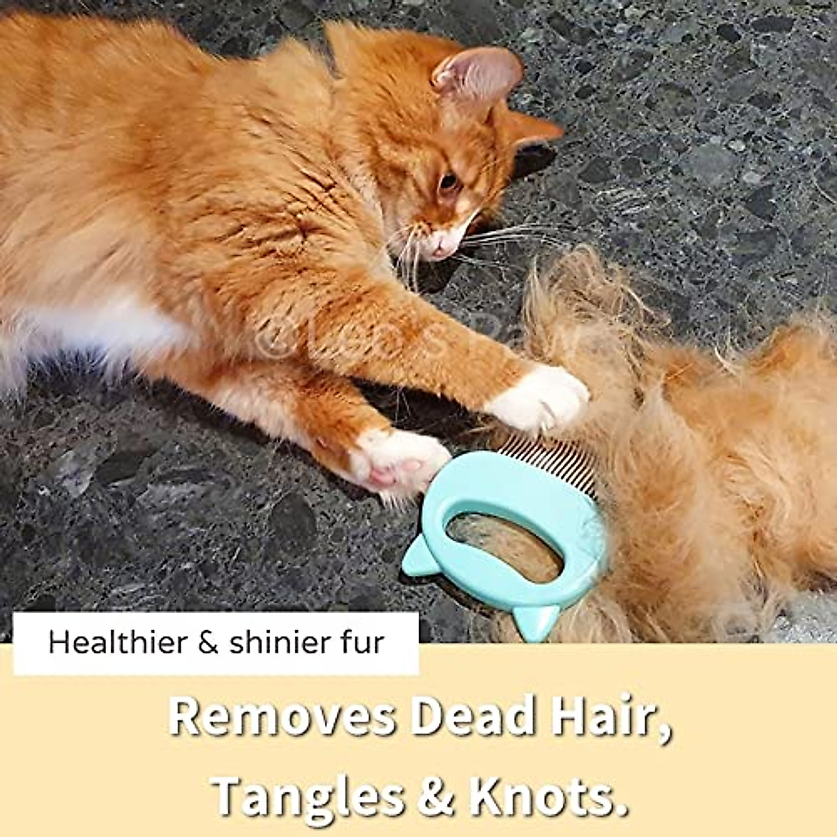 Leo's Paw The Original Pet Hair Removal Massaging Shell Comb Soft Deshedding Brush Grooming and Shedding Matted Fur Remover Dematting tool for Long and Short Hair Cat Dog Puppy Bunny (Blue)