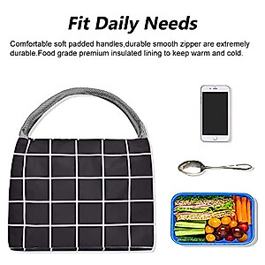 Homlouue Small Lunch Bag Insulated Adult Lunch Box Insulated Lunch Bags for Women Men Lunch Cooler Tote Bag for Work Picnic Outgoing (Black)