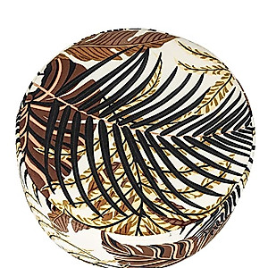 Joveco Small Round Ottoman Footstool, Velvet Fabric Footrest with Non-Skid Plastic Legs, Padded Footrest for Living Room (Yellow)