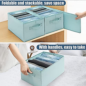 Wardrobe Clothes Organizer for Jeans Drawer Organizer for Folded Clothes with Handle Foldable Closet Organizer Storage Box for Jeans T-shirt Pants Sweater Kids Clothes Drawer Dividers 7 Grids 2PCS