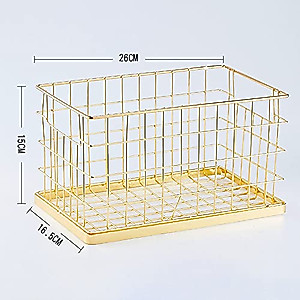 VALINK Wire Storage Basket, Iron Storage Basket Simple Hollow Metal Wire Desktop Organizer Modern Multifunctional Sundries Holder for Home