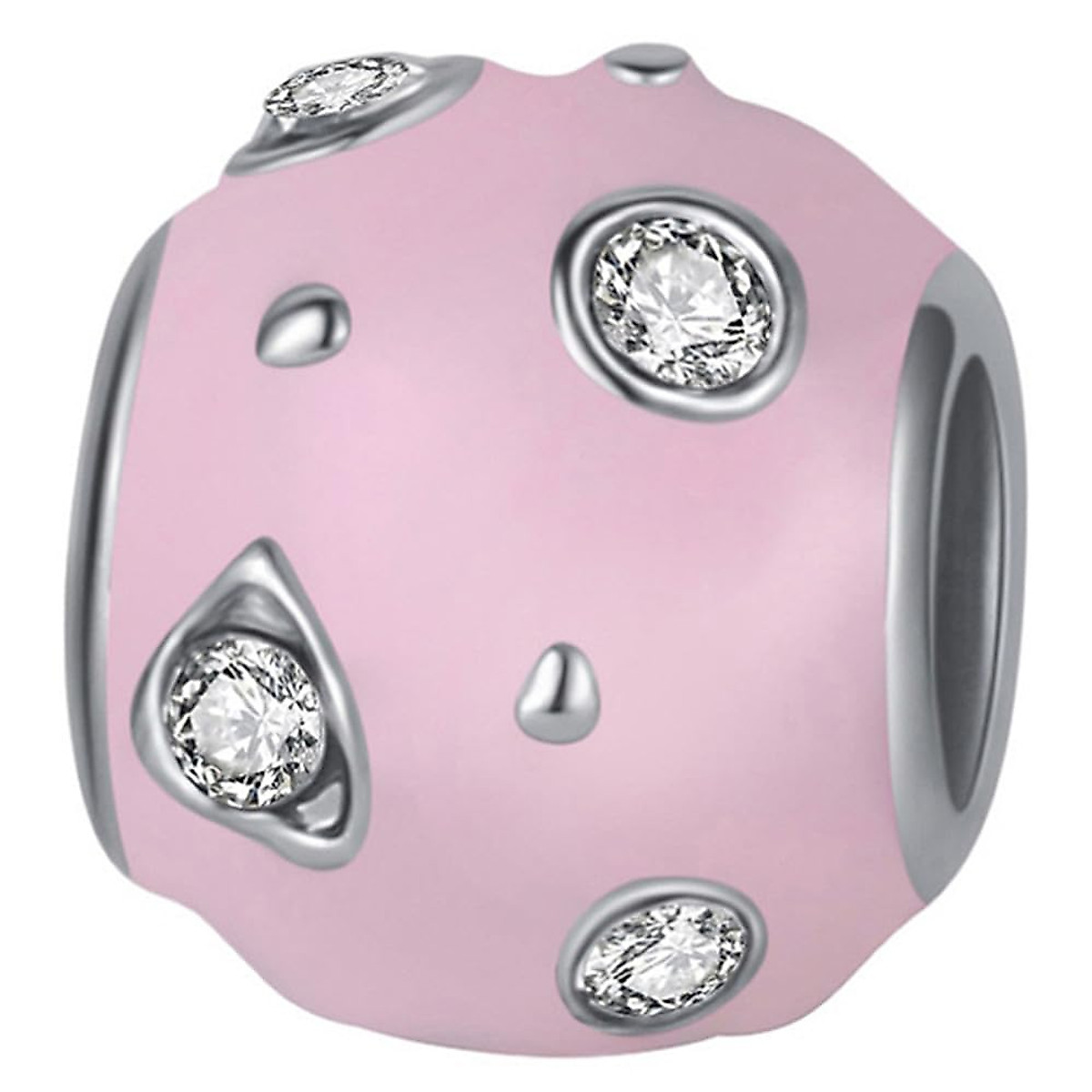 9 Pack Plated Silver Spacer Beads European Charms fit Pandora Bracelet CZ Enamel Set Plexiglass