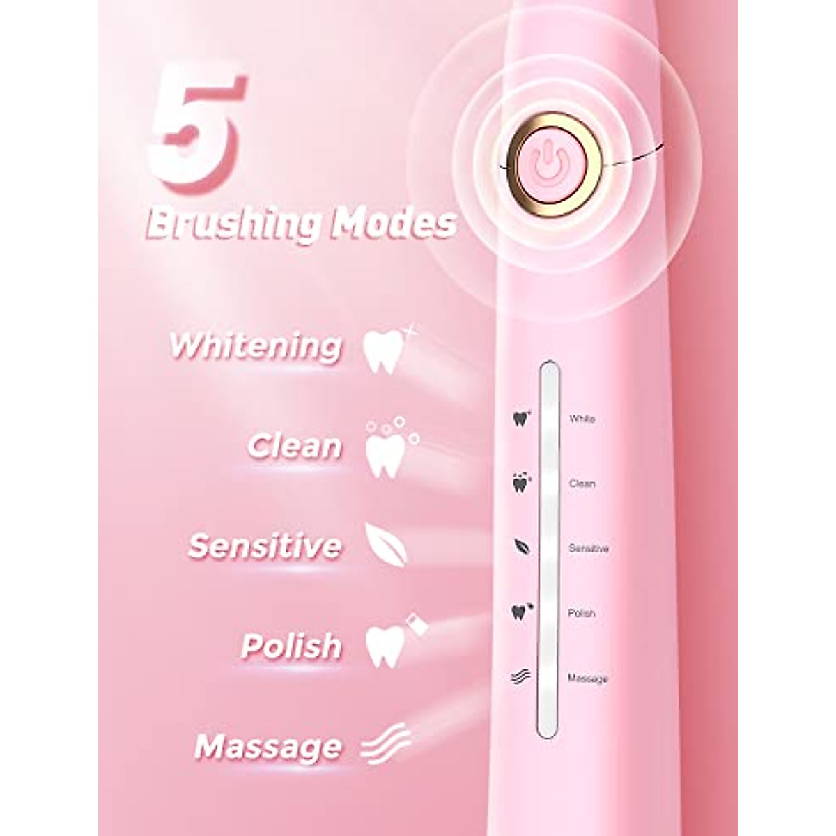 TEETHEORY Upgraded Version-Sonic Electric Toothbrush for Adults with 8 Brush Heads, Power Electric Toothbrush with 40000 VPM 5 Modes, Rechargeable Fast Charge 4 Hours (Pink)