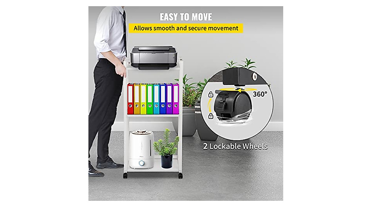 VEVOR 3-Tier Rolling Printer Stand for Home Office Storage