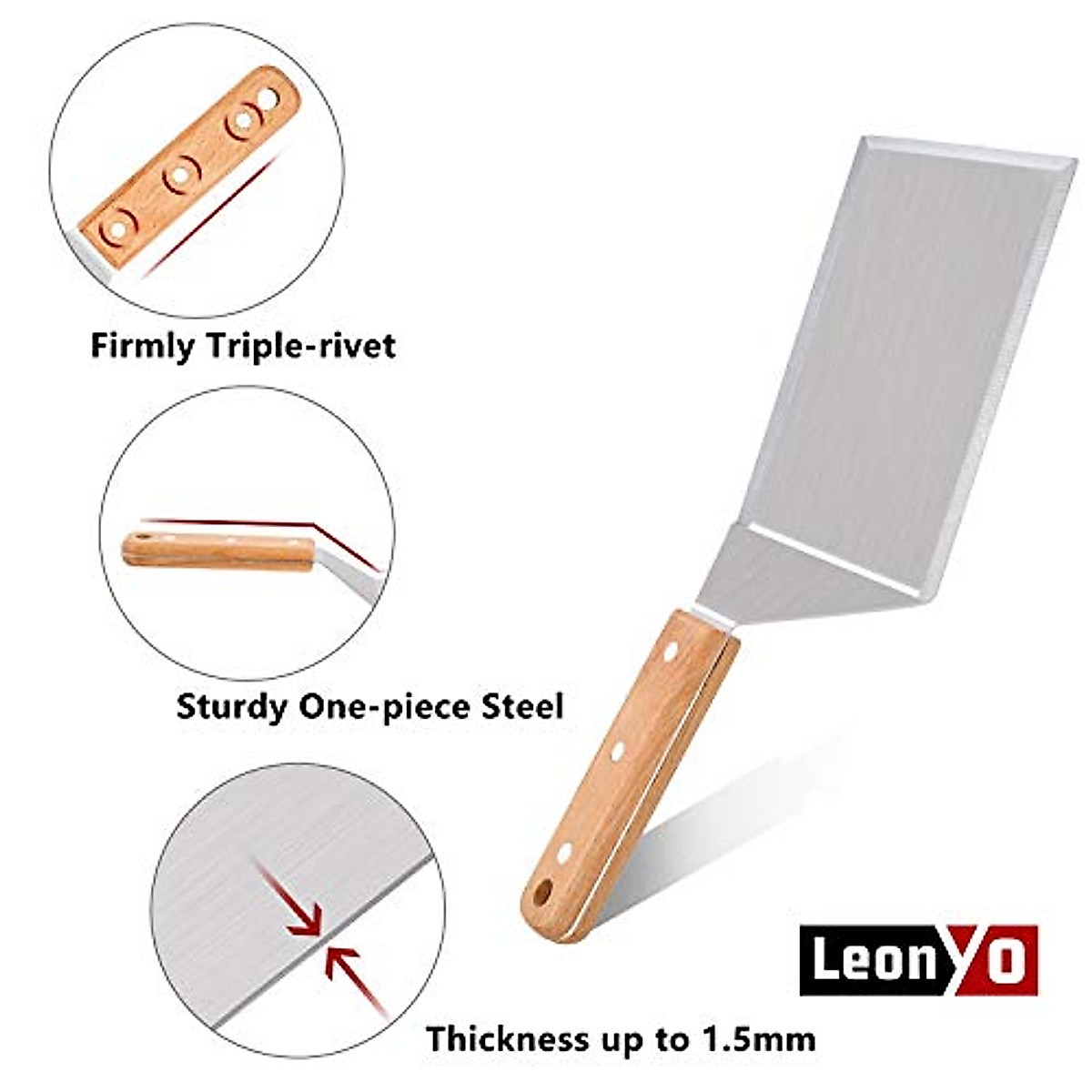 Leonyo Griddle Accessories Tool Set of 21, Heavy Duty Grill Griddle Metal Spatula for Cast Iron Flat Top Teppanyaki Cooking, with Smashed Hamburger Turner, Basting Dome, Carrying Bag, Grilling Gift