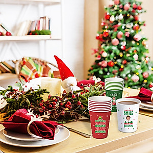 60 Pack Elf Christmas Cups, Buddy The Elf Christmas Party Supplies, 12 oz Funny Holiday Disposable Paper Cups, Xmas Party Drinking Cups for Coffee Cocoa Beverages Tea, Elf Merch Gifts for Women Men
