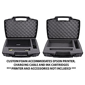 CASEMATIX Travel Case Compatible with Epson WF-100 and WF-110 Wireless Mobile Printer, Ink Cartridges, Power Adapter, Cables