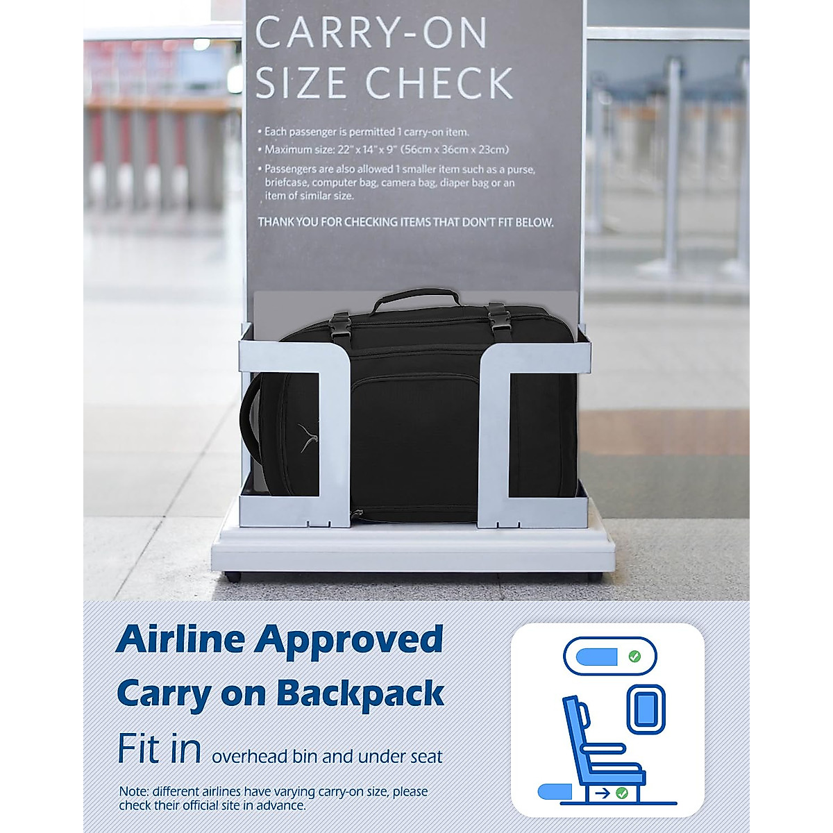 Hynes Eagle Travel Backpack 40L Flight Approved Carry on Backpack Men Large Cabin Weekender Laptop Backpack Women 15.6 inches Grey 2018