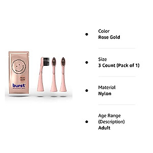 BURST Toothbrush Heads - Genuine BURST Electric Toothbrush Replacement Heads for BURST Sonic Toothbrush – Ultra Soft Bristles for Deep Clean, Stain & Plaque Removal - 3-Pack, Rose Gold