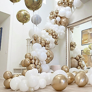 PartyWoo Chrome Gold Balloons, 100 pcs Gold Chrome Balloons Different Sizes Pack of 18 Inch 12 Inch 10 Inch 5 Inch for Balloon Garland or Arch as Birthday Decorations, Party Decorations, Gold-G127
