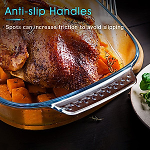 2 QT+2.7 QT+3.3 QT Large Glass Baking Dish Set, Easy Grab Oven Safe Glass Pan for Cooking