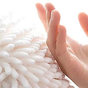 3Pcs Chenille Hand Towels Soft Absorbent Microfiber Hanging Hand Ball Drying Towels Wipe Hand Towel Fast Drying Cleaning Cloth for Kitchen Bathroom White Grey Blue