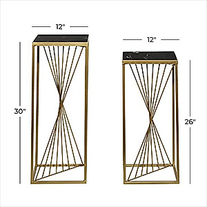 Deco 79 Metal Geometric Pedestal Table, Set of 2 30", 26"H, Gold