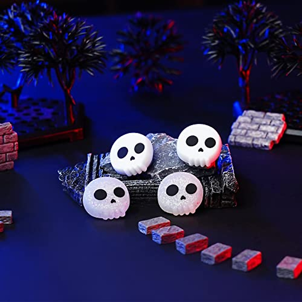 JINGDU Thumb Grip Caps for PS5/PS4 Controller,Switch Pro Controller,Xbox Series X/S, Silicone Joystick Caps Cover for PS5 Controller, Game Controller Accessories,4PCS Skull