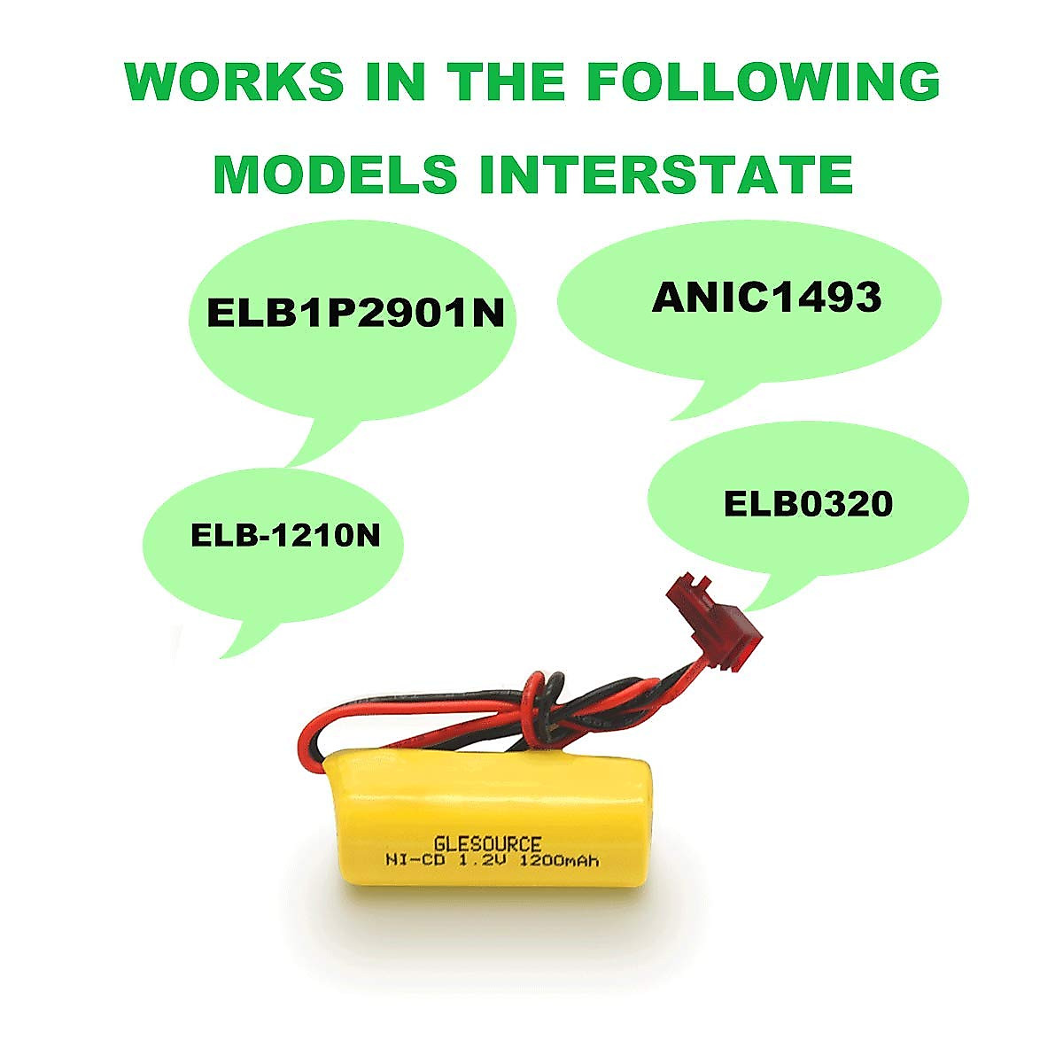 GLESOURCE (4 Pack ELB1P201NB Emergency Light Battery for Lithonia ELB1P201N2 ELB1P2901N ELB1P201N ANIC1493 Lithonia 1009S00-MZ ELB0320 Grainger 4WT20 OSA212 NIC1169 EBE-33 NiCad 1200mAh