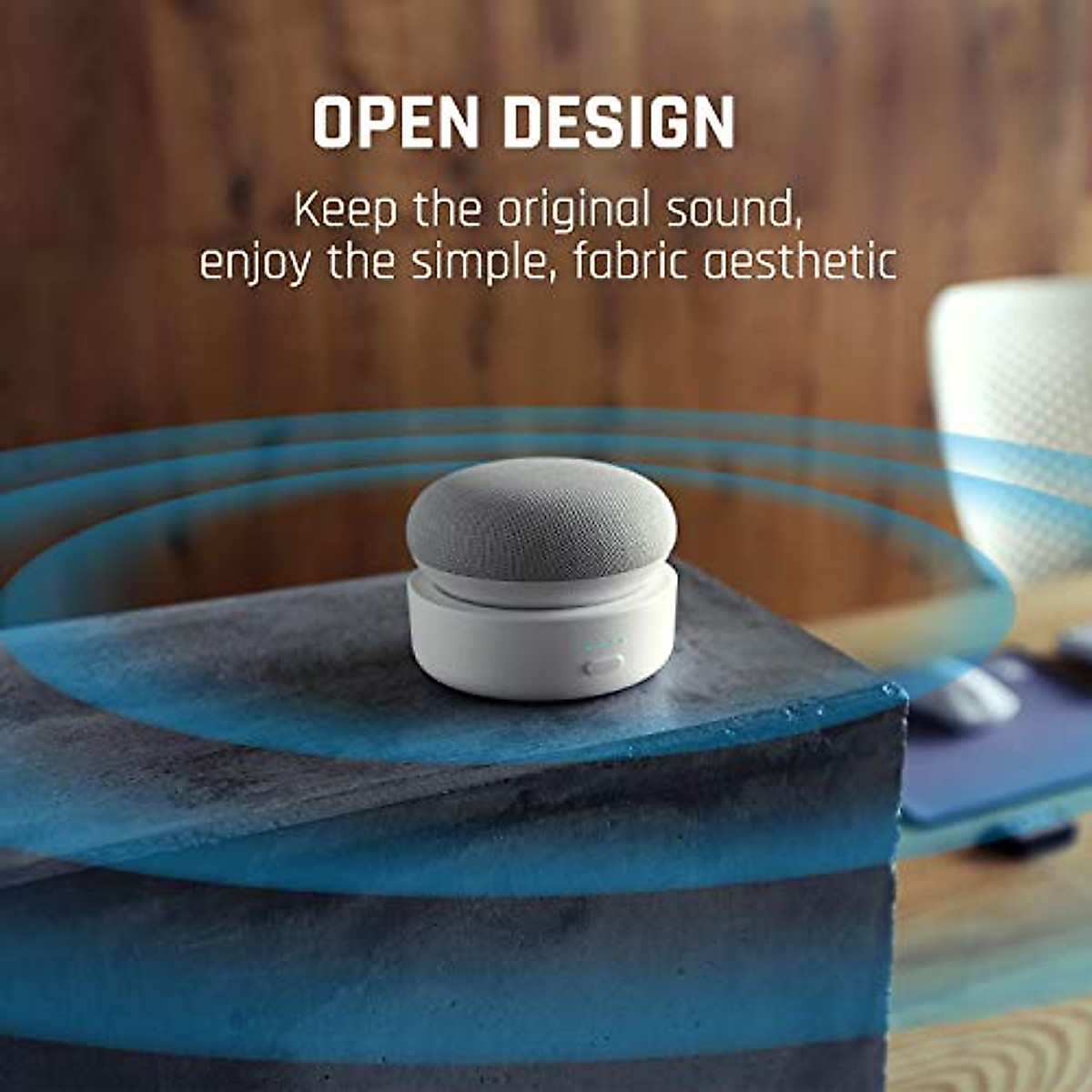 Portable Battery Base for Google Nest Mini 2, GGMM N2 10000mAh Nest Mini 2 Rechargeable Charger Stand Docks, White (Nest Mini or Charge Cord not Included)