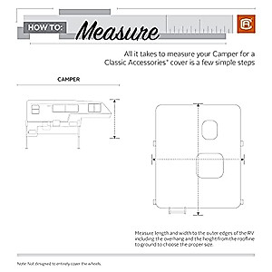 Classic Accessories Over Drive PermaPRO Camper Cover, Fits 8' - 10' Campers, Camper RV Cover, Customizable Fit, Water-Resistant, All Season Protection for Motorhome, Grey