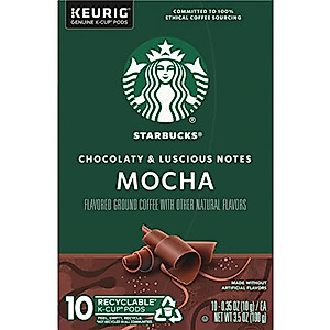 Starbucks Flavored Coffee K-Cup Pods, Mocha Flavored Coffee, Made without Artificial Flavors, Keurig Genuine K-Cup Pods, 10 CT K-Cups/Box (Pack of 3 Boxes)