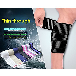 Mcolics Elasticity Calf Thigh Support Knee Brace Leg Compression Strap Wrap Support Bandage Brace Guard Injury Pain Sports Safety Pad, Pack of 2 (Black/Blue)