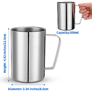 luvtree Insulated Stainless Steel Coffee Beer Mug/Double-Wall Camping Travel Coffee Stainless Steel Cup/Double Wall Vacuum Travel Metal Hot Mug/Tumbler Mug/Shatterproof Cup.500ml,1Piece