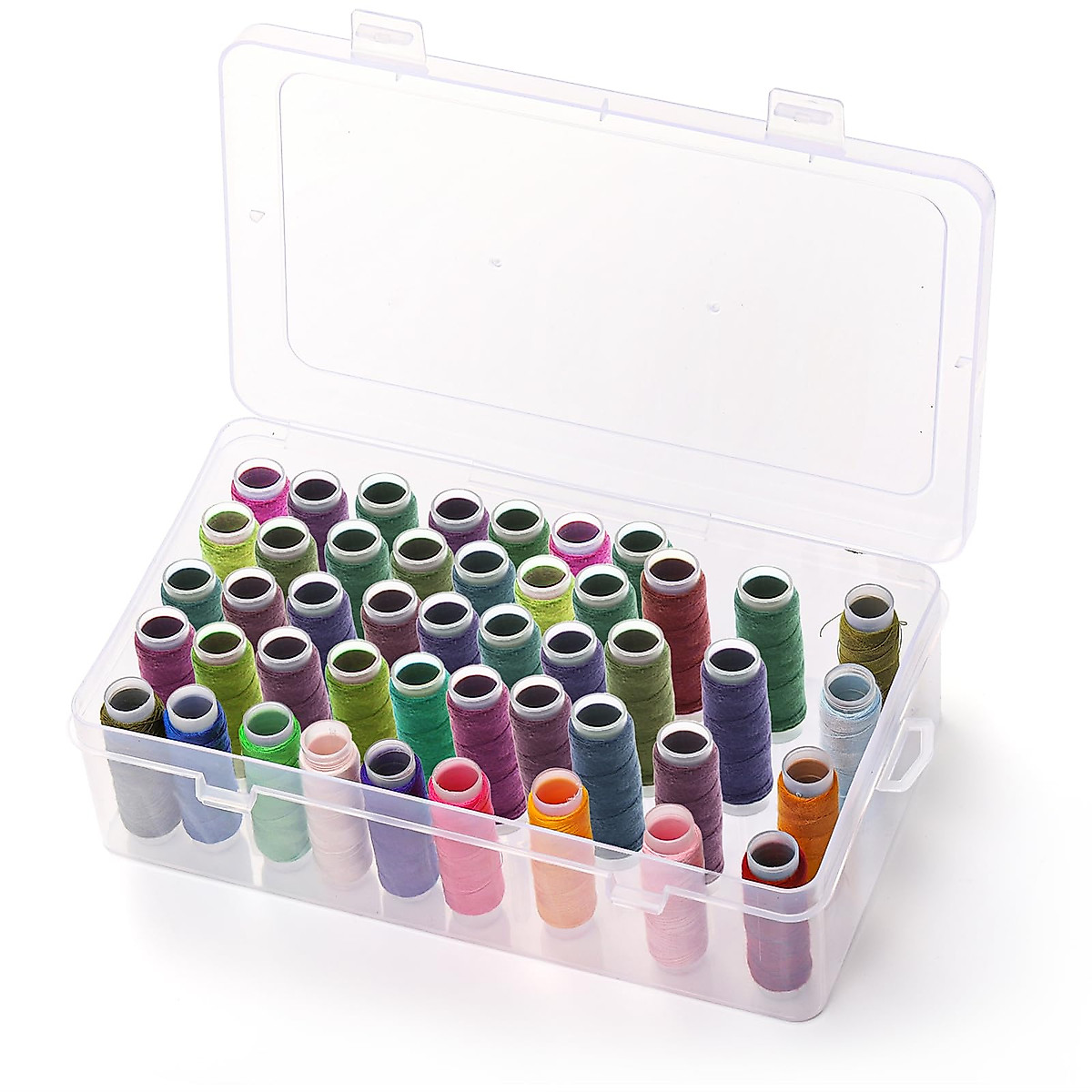 Mezchi 4 Pack 42 Slots Embroidery Thread Organizer, Clear Plastic Thread Spool Holder, Sewing Thread Storage for Embroidery and Sewing Threads