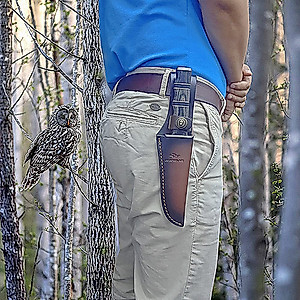 COHOMELARS Straight Knife Sheath Fits up to 6.5'' Blade,Hunting Fixed Blade Leather Knife Holster Brown