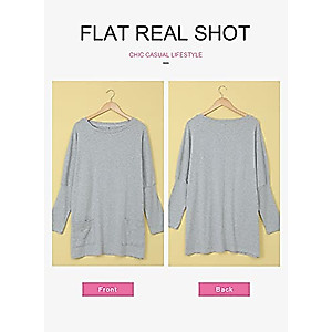 Dokotoo Womens Comfy Casual Long Sleeve T Shirt Tunics Tops Blouse Fashion Oversized Shirts Tunic with Pockets Tops for Leggings Summer Autumn Spring (US 16-18) XL,Gray
