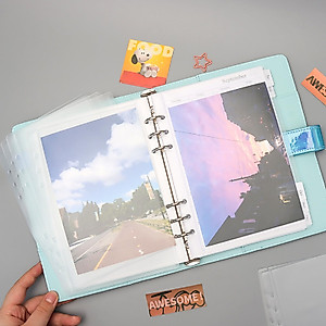 A5 Binder Pockets Zipless 24pcs Binder Inserts Budget Envelopes Frost PVC Binder Sleeves Sheet Protectors for 6-Ring A5 Binder Accessories Photos Cards Bills Organizer (A5, 24pcs)