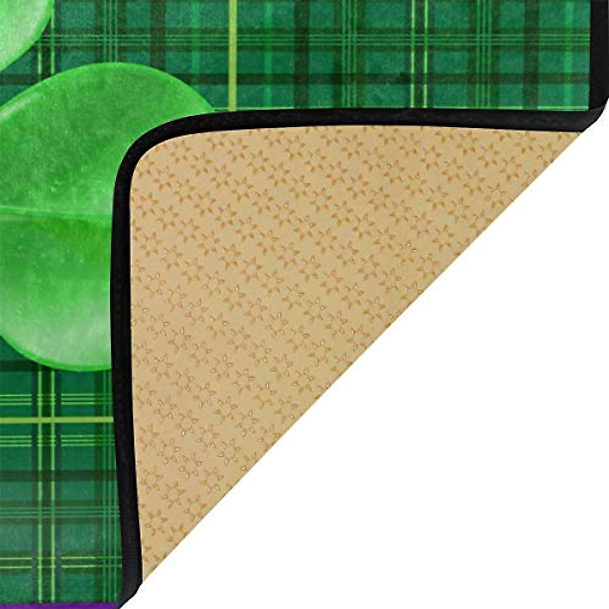CaTaKu Clover Shamrock Plaid Area Rug 39x20 Inches Polyester Area Rug Non-Slip Floor Rug Runner Washable Carpet Mat for Kitchen Dinning Room Home Decorative